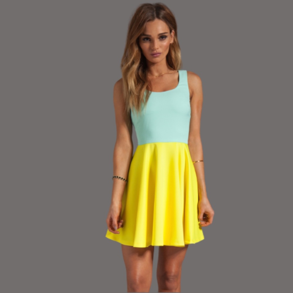 Blaque Label Yellow & Blue Color Blocked Dress - Gem